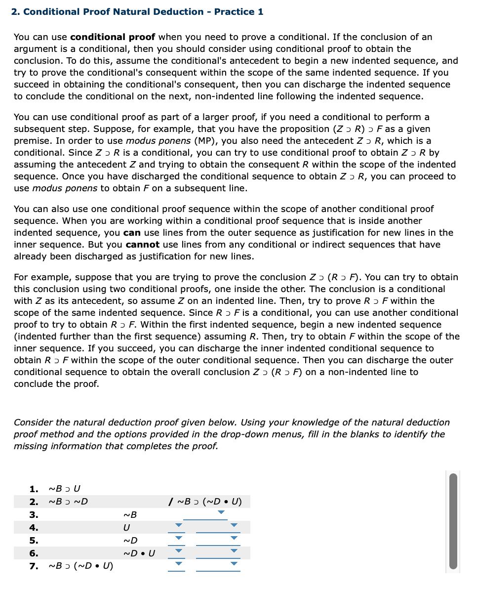 Solved 2 Conditional Proof Natural Deduction Practice 1 