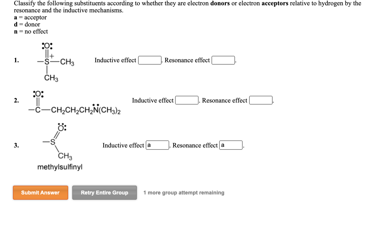Solved Classify the following substituents according to | Chegg.com