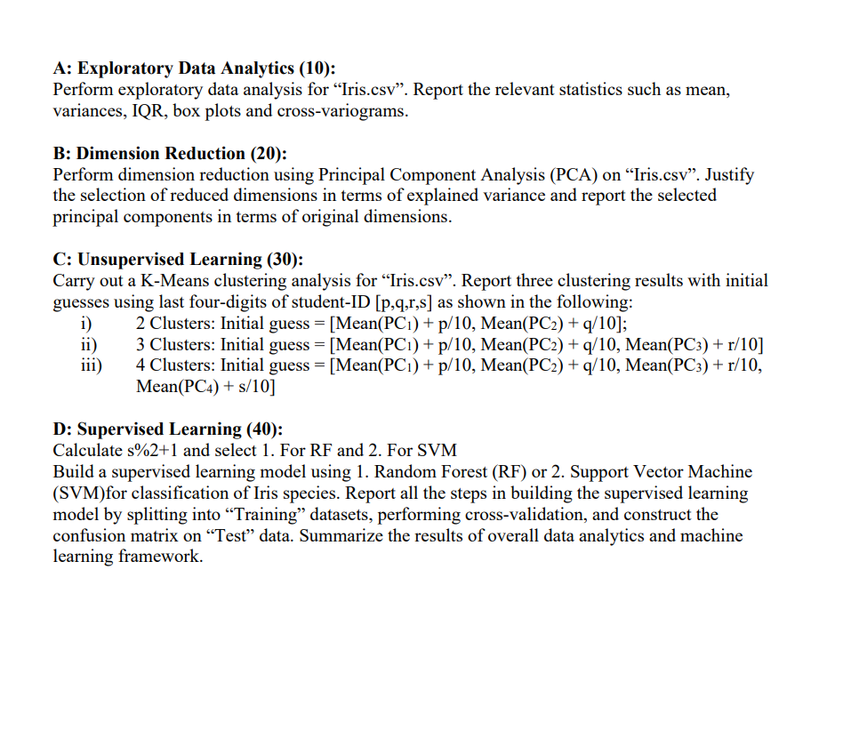 Solved A: Exploratory Data Analytics (10): Perform | Chegg.com