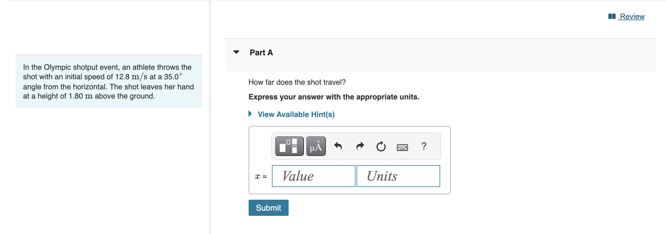 Solved In the Olympic shotput event, an athlete throws the | Chegg.com