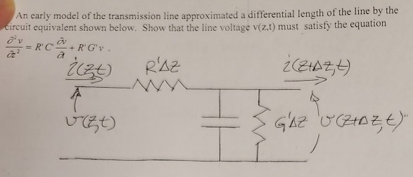 Solved An early model of the transmission line approximated | Chegg.com