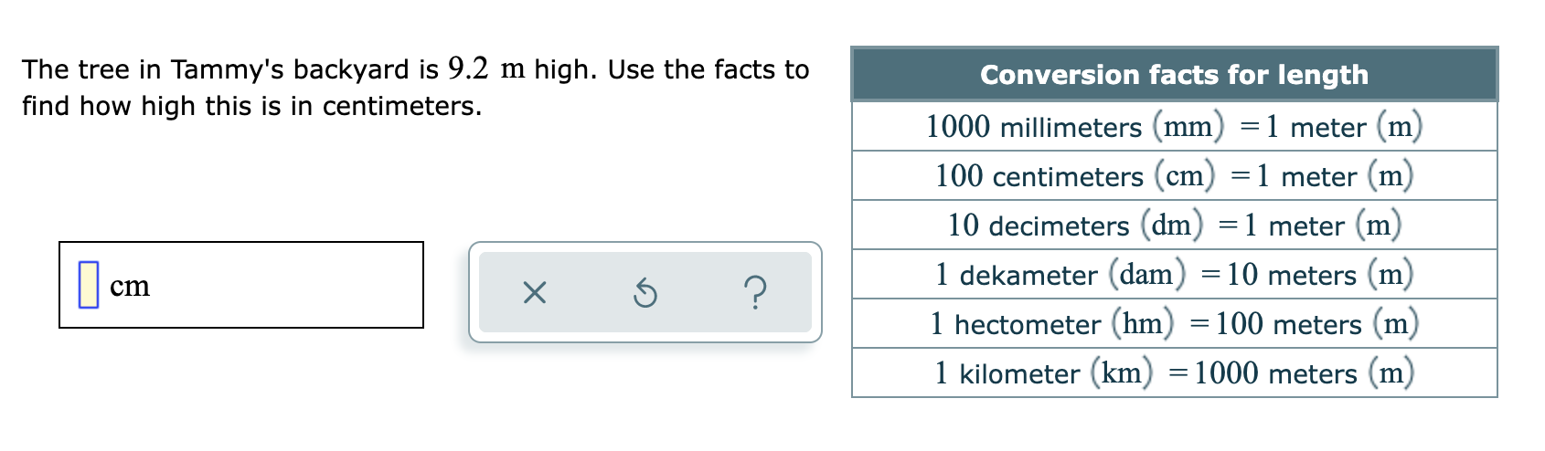 Solved The tree in Tammy's backyard is 9.2 m high. Use the | Chegg.com
