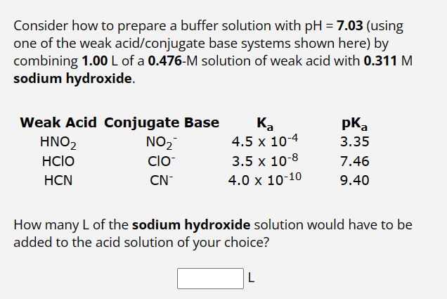 Solved Consider how to prepare a buffer solution with | Chegg.com