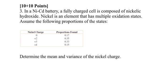 Solved [10+10 Pointsl 3. In a Ni-Cd battery, a fully charged | Chegg.com