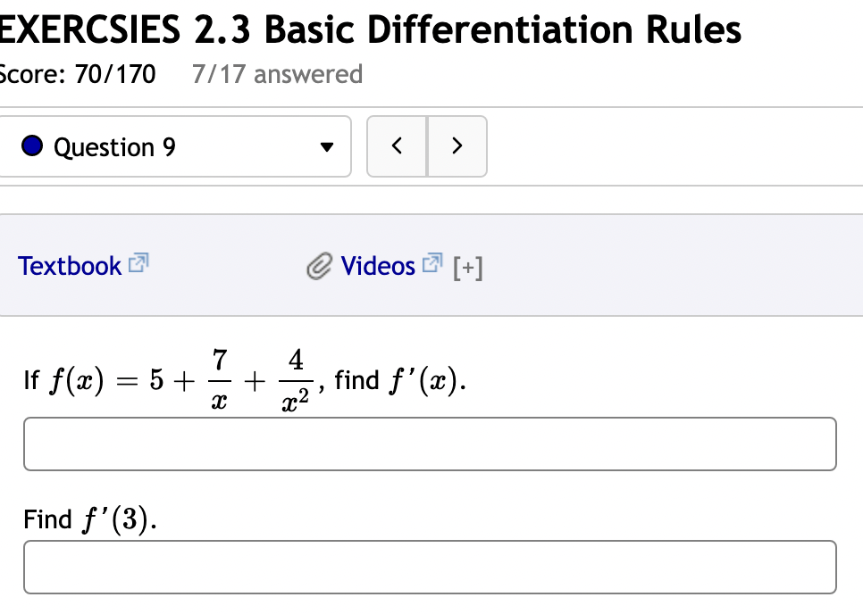 Solved EXERCSIES 2.3 Basic Differentiation Rules core: | Chegg.com