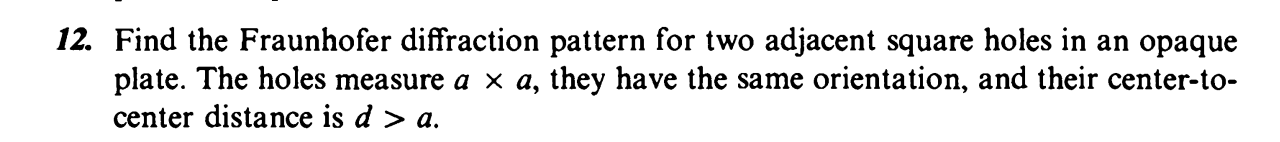 12. Find the Fraunhofer diffraction pattern for two | Chegg.com
