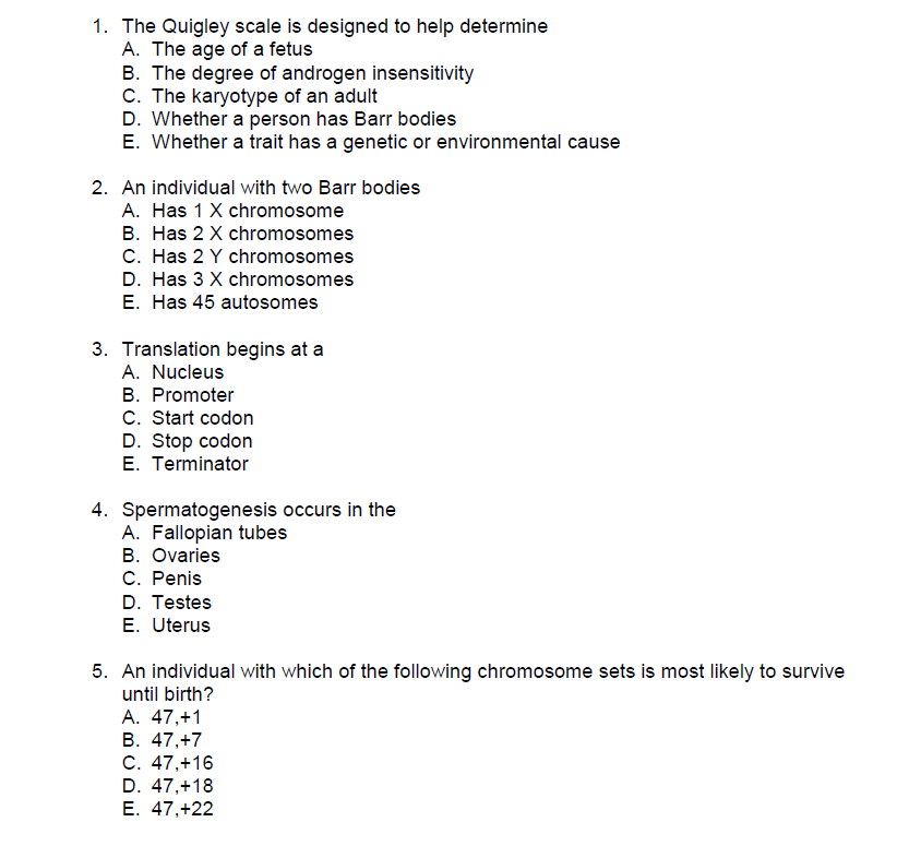Solved 1. The Quigley scale is designed to help determine A. | Chegg.com