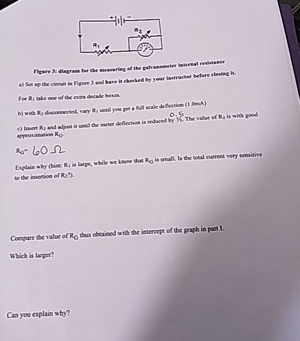 Solved Part II.Conversion of a Galvanometer into a Voltmeter | Chegg.com