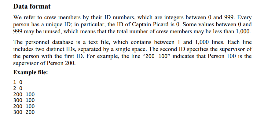 Solved Data format We refer to crew members by their ID | Chegg.com