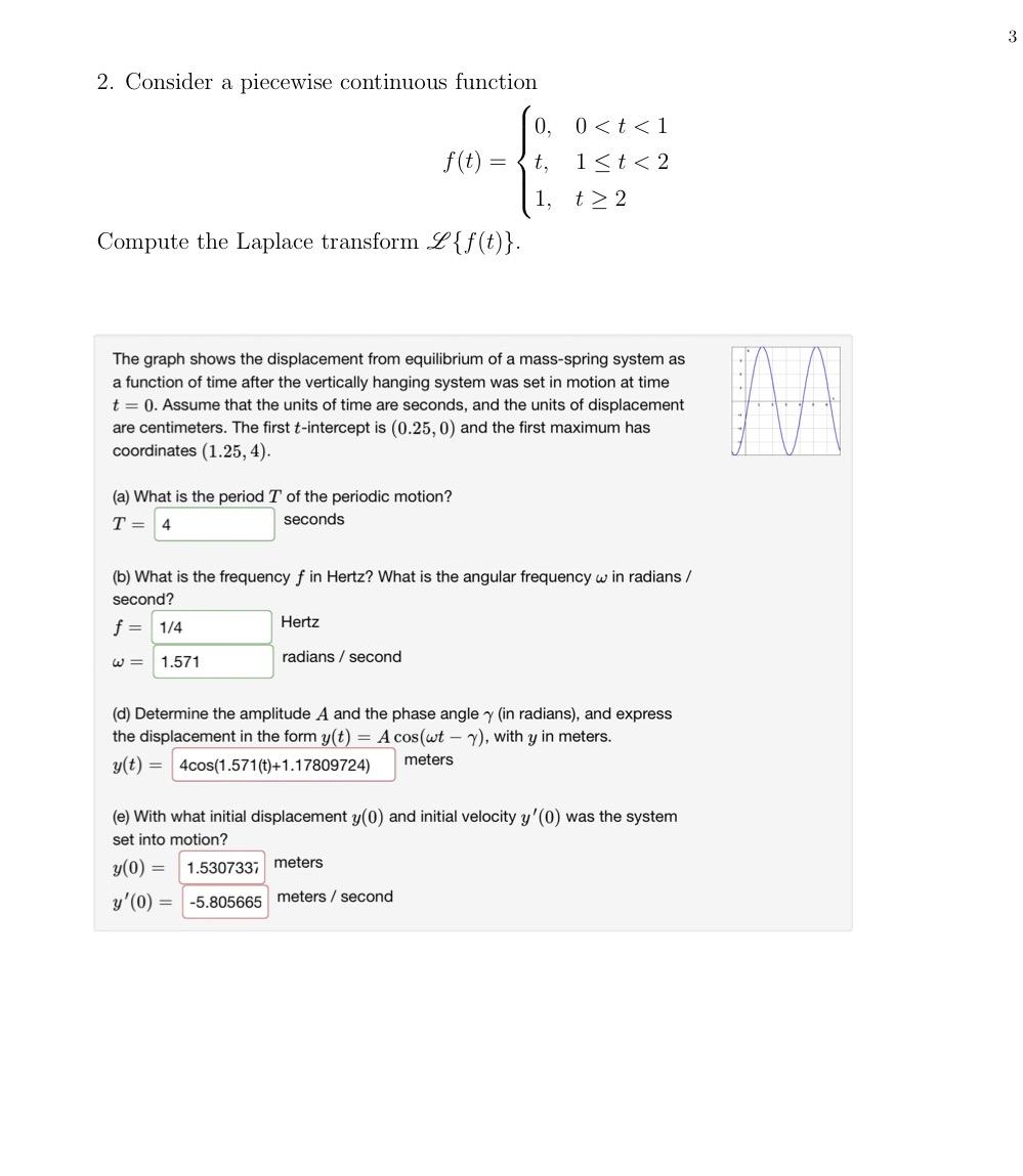Solved 2. Consider a piecewise continuous function | Chegg.com
