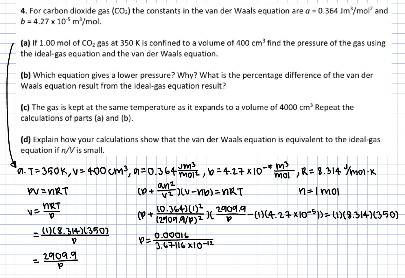 Solved For carbon dioxide gas (CO2) ﻿the constants in the | Chegg.com
