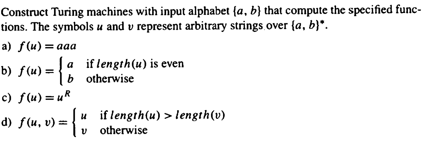 Solved Construct Turing Machines For The Following Function 