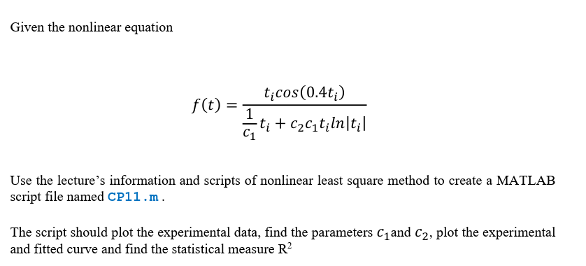 Solved Given the nonlinear equation | Chegg.com