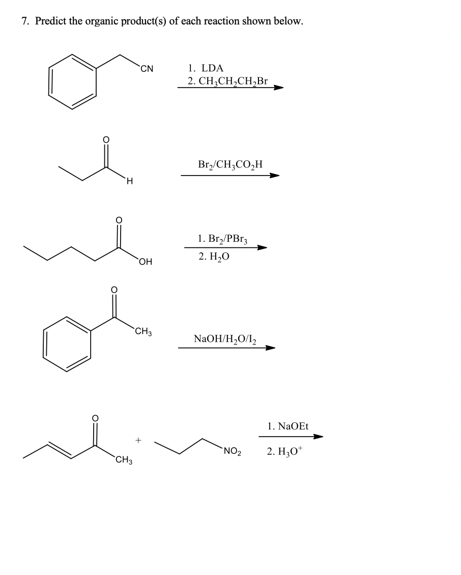 Solved 7. Predict the organic product(s) of each reaction | Chegg.com