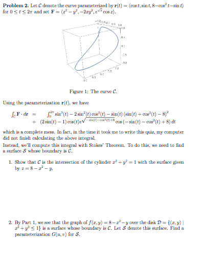 Solved Problem 2. Let C denote the curve parameterized by | Chegg.com