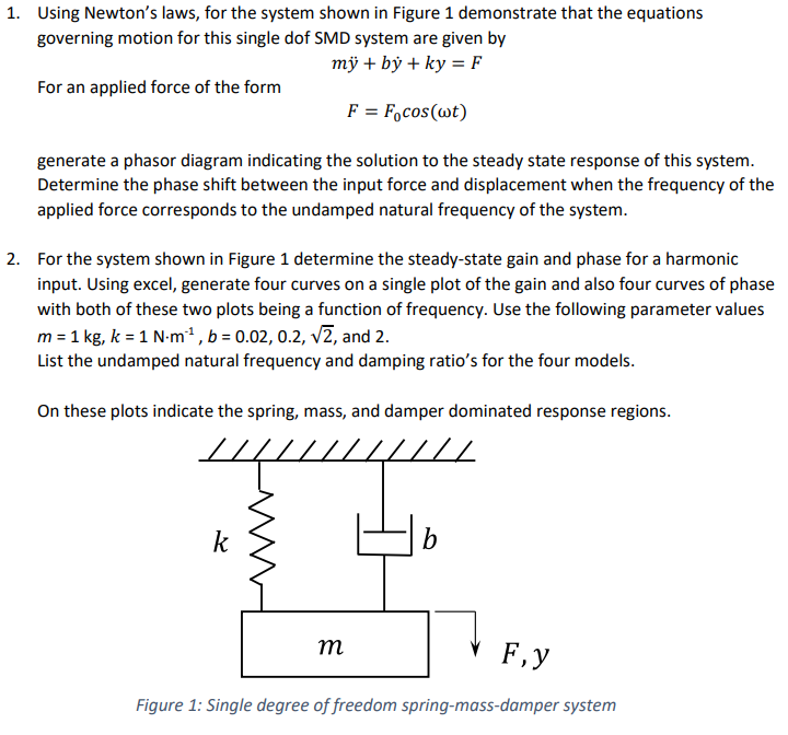 Solved 1. Using Newton's laws, for the system shown in | Chegg.com