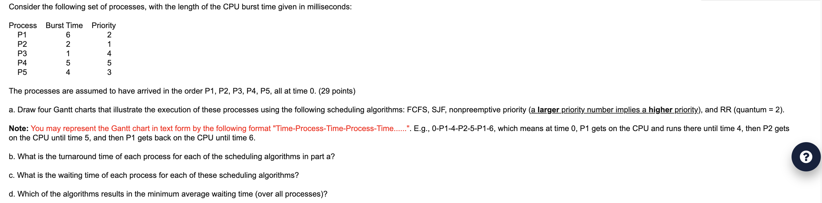 Solved The processes are assumed to have arrived in the | Chegg.com