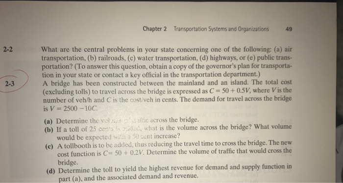 Solved Chapter 2 Transportation Systems and Organizations 49 | Chegg.com