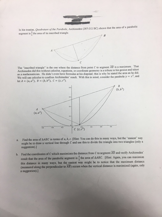 Solved In this treatise, Quadrature of the Parabola, | Chegg.com