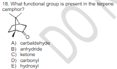 Solved 18. What functional group is present in the terpene | Chegg.com