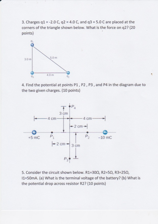 Solved 3. Charges q1 = -2.0 C, q2 = 4.0 C, and q3 = 5.0 C | Chegg.com