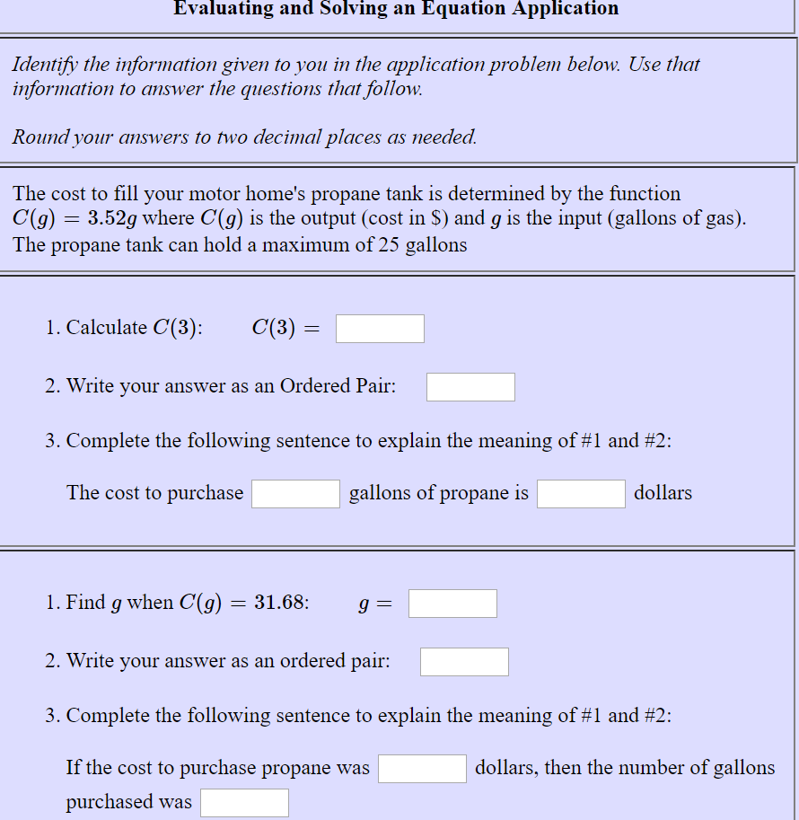 Solved Evaluating and Solving an Equation Application | Chegg.com