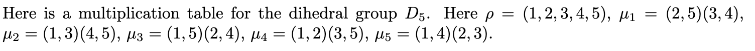 Solved Here is a multiplication table for the dihedral group | Chegg.com