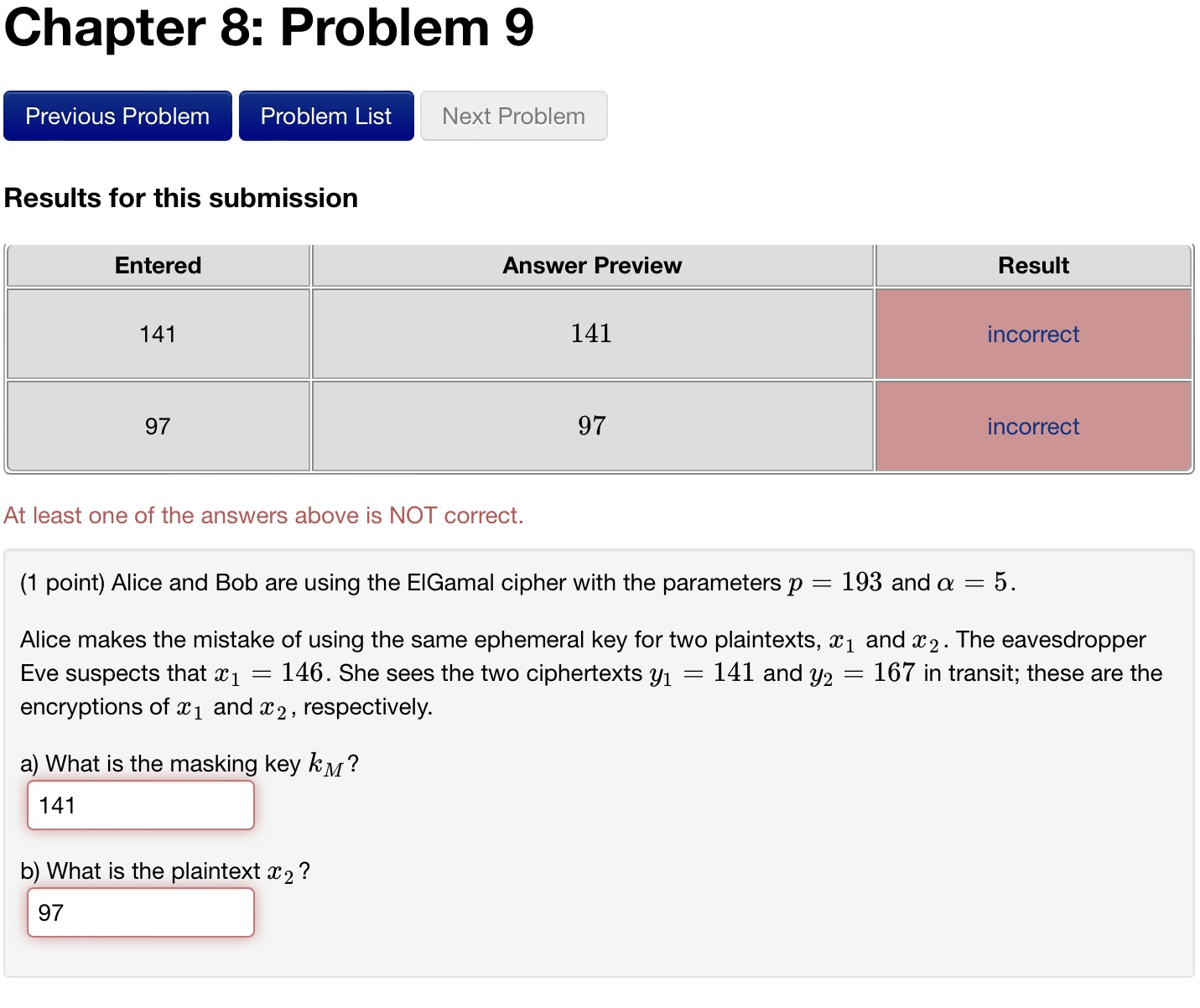 Solved (1 ﻿point) ﻿Alice and Bob are using the ElGamal | Chegg.com