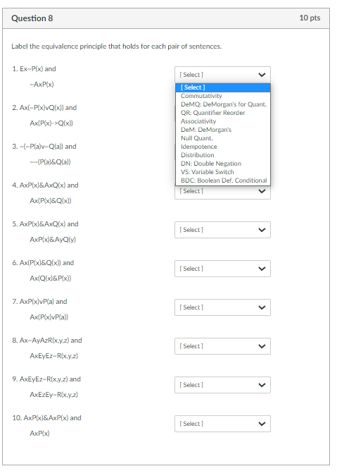 Label the equivalence principle that holds for each | Chegg.com