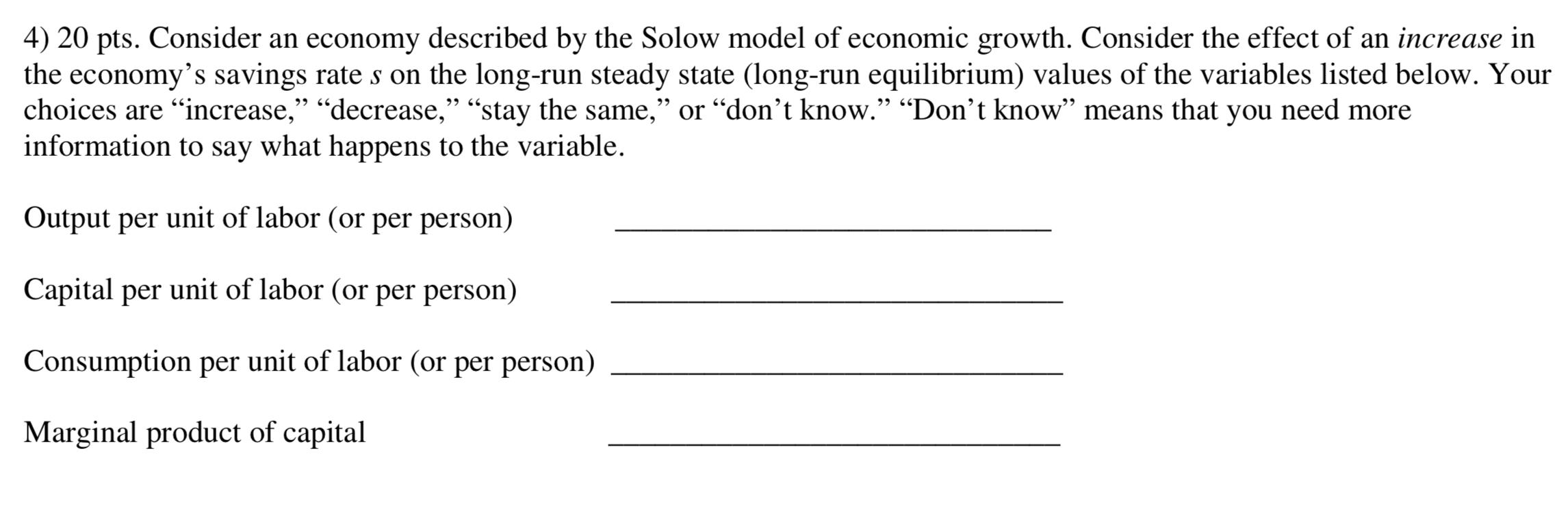 Solved 4) 20 pts. Consider an economy described by the Solow | Chegg.com Solved 4) 20 pts. Consider an economy described by the Solow | Chegg.com