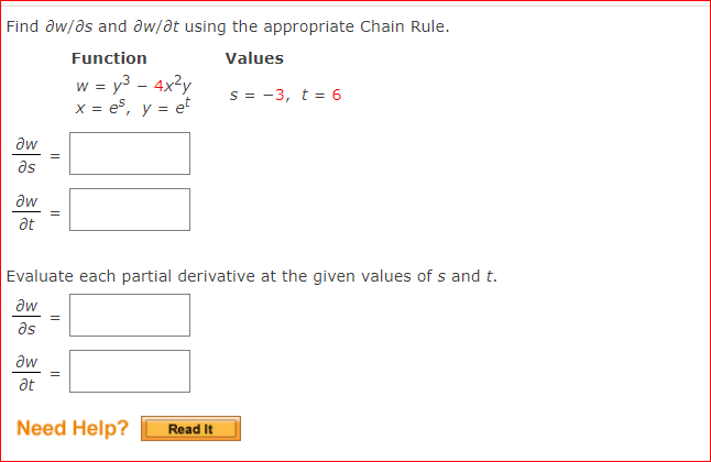 Solved Find Ow/Os and Ow/t using the appropriate Chain Rule. | Chegg.com