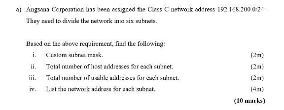 Solved a) Angsana Corporation has been assigned the Class C | Chegg.com