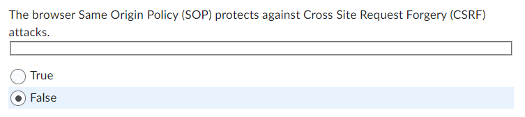 Solved The browser Same Origin Policy (SOP) protects against | Chegg.com