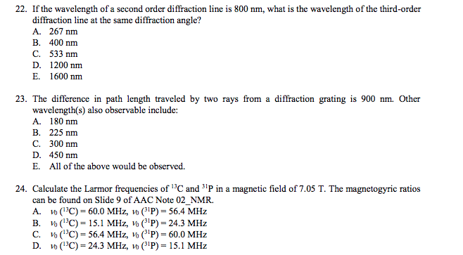 Solved 22. If the wavelength of a second order diffraction | Chegg.com