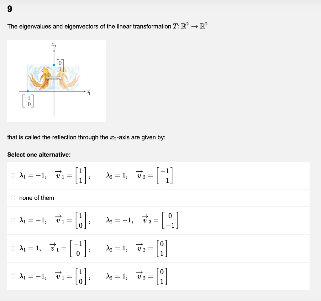 Solved 9 The eigenvalues and eigenvectors of the linear | Chegg.com