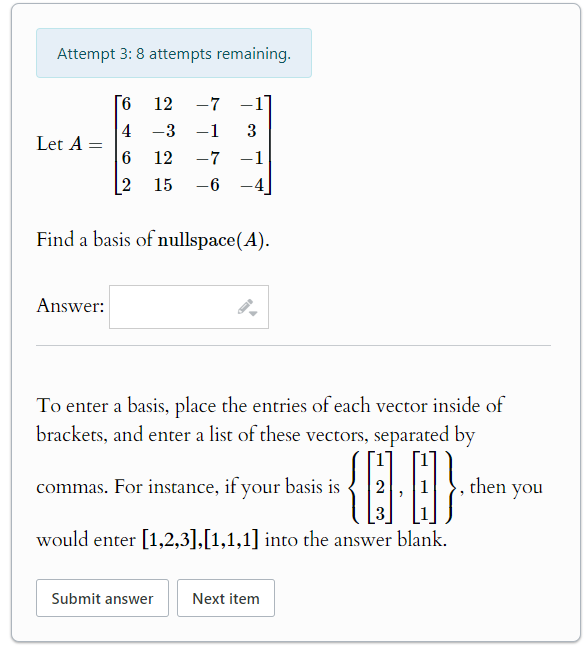 Solved Attempt 3: 8 ﻿attempts remaining.Let | Chegg.com