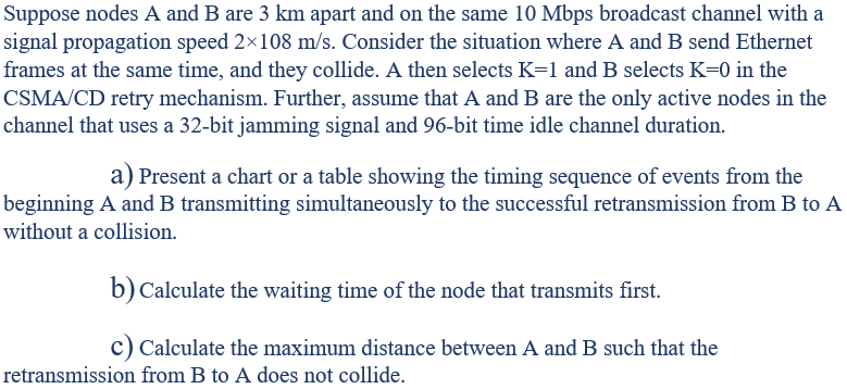 Suppose nodes A and B are 3 km apart and on the same | Chegg.com