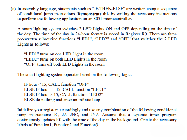 Solved (a) In assembly language, statements such as | Chegg.com