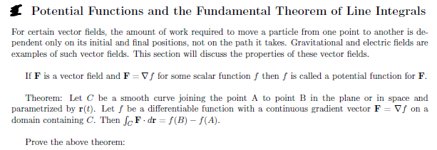 Solved I Potential Functions and the Fundamental Theorem of | Chegg.com