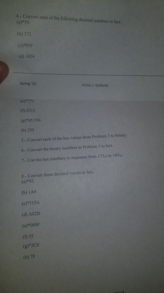 Solved 4.- Convert each of the following decimal numbers to | Chegg.com