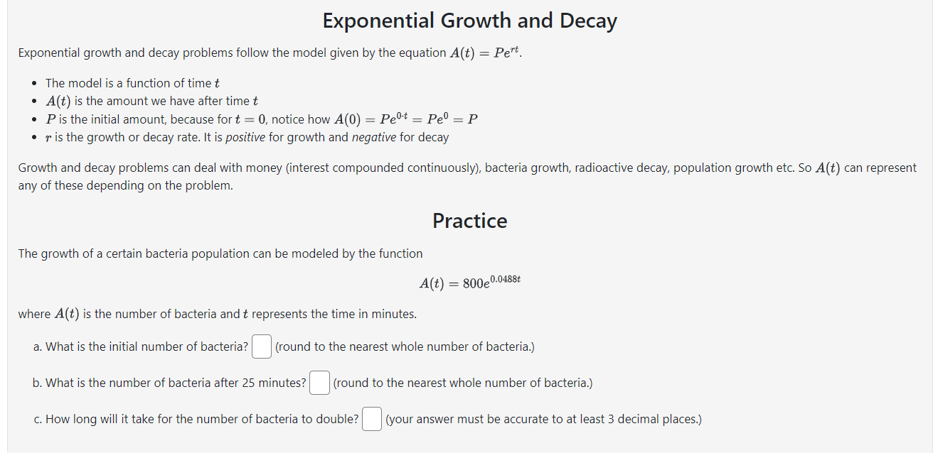 Solved Exponential Growth and Decay Exponential growth and | Chegg.com