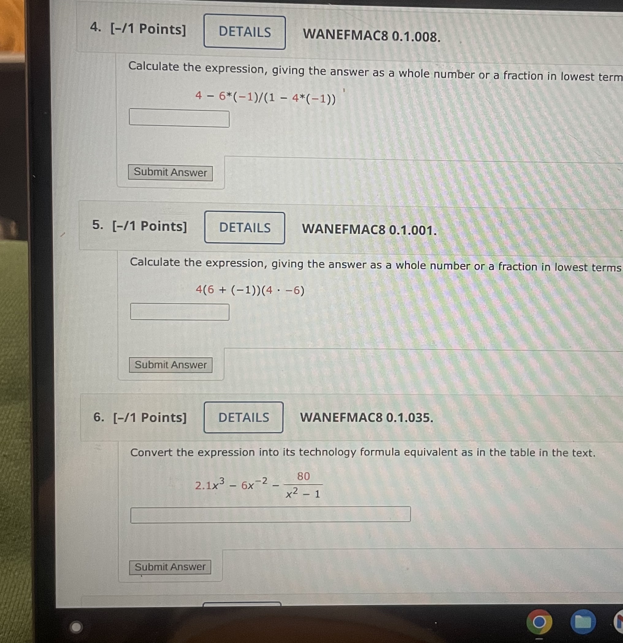 Solved Calculate the expression, giving the answer as a | Chegg.com