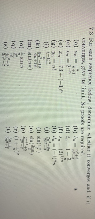 Solved 7.3 For each sequence below, determine whether it | Chegg.com