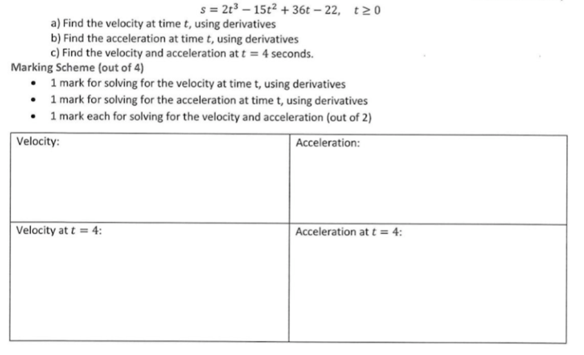 Solved s=2t3−15t2+36t−22,t≥0 a) Find the velocity at time t, | Chegg.com