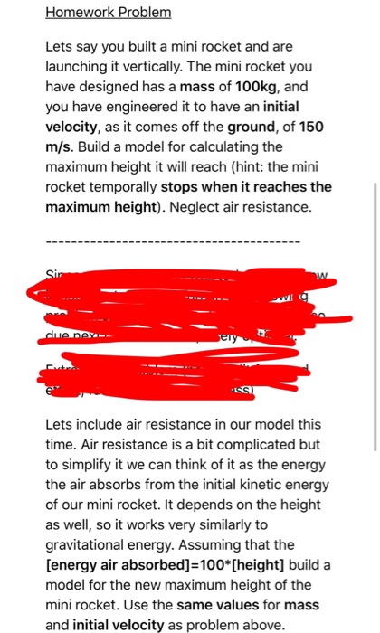 Solved Homework Problem Lets say you built a mini rocket and | Chegg.com