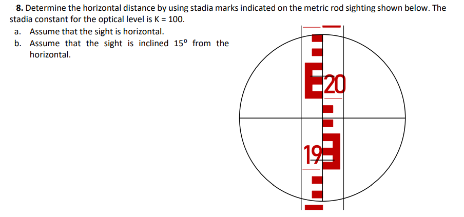 Solved 8. Determine the horizontal distance by using stadia | Chegg.com