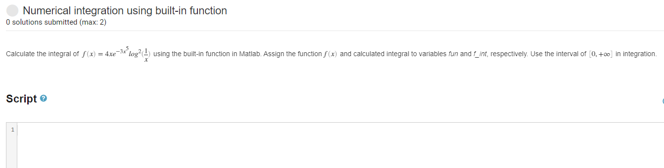 Solved Numerical integration using built-in function 0 | Chegg.com