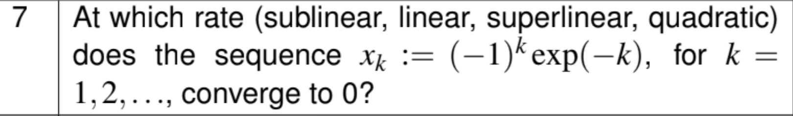 Solved 7 At which rate (sublinear, linear, superlinear, | Chegg.com