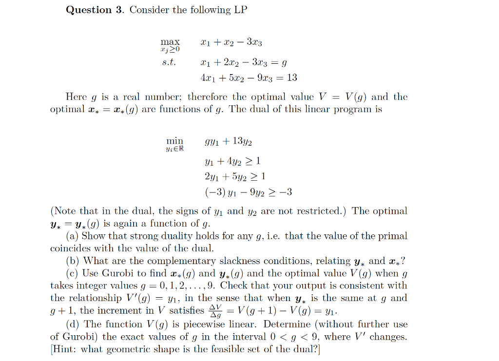 Question 3. Consider the following LP max X 1 + x2 – | Chegg.com