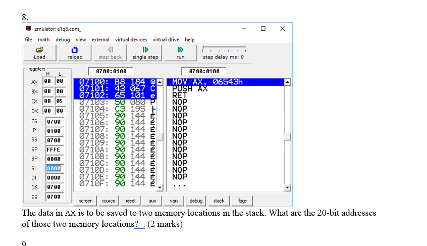 Solved of those two memory locations (2 marks) | Chegg.com